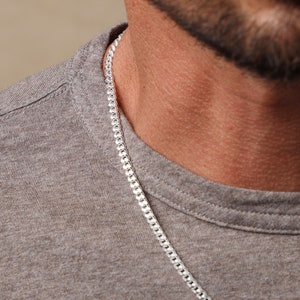 Men's Chain Necklaces 4mm LIGHTWEIGHT 925 Sterling Silver Curb Chain ...