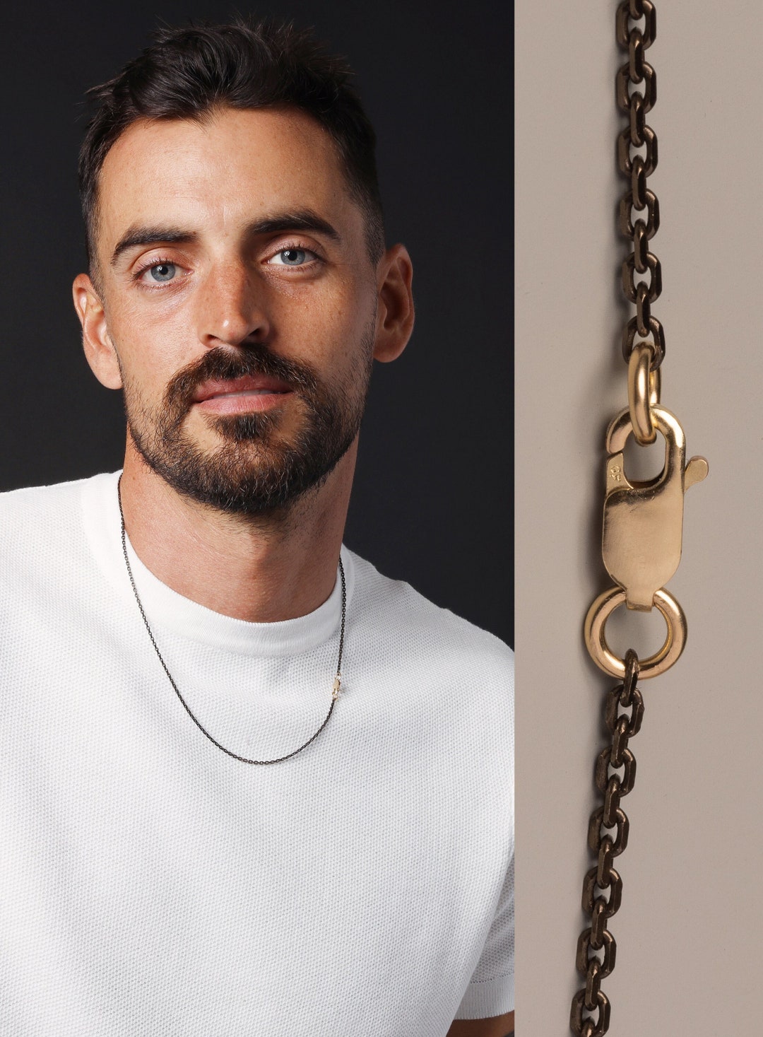 Brown Gold Cable Necklace for Men Chocolate Vermeil Gold Cable Chain ...