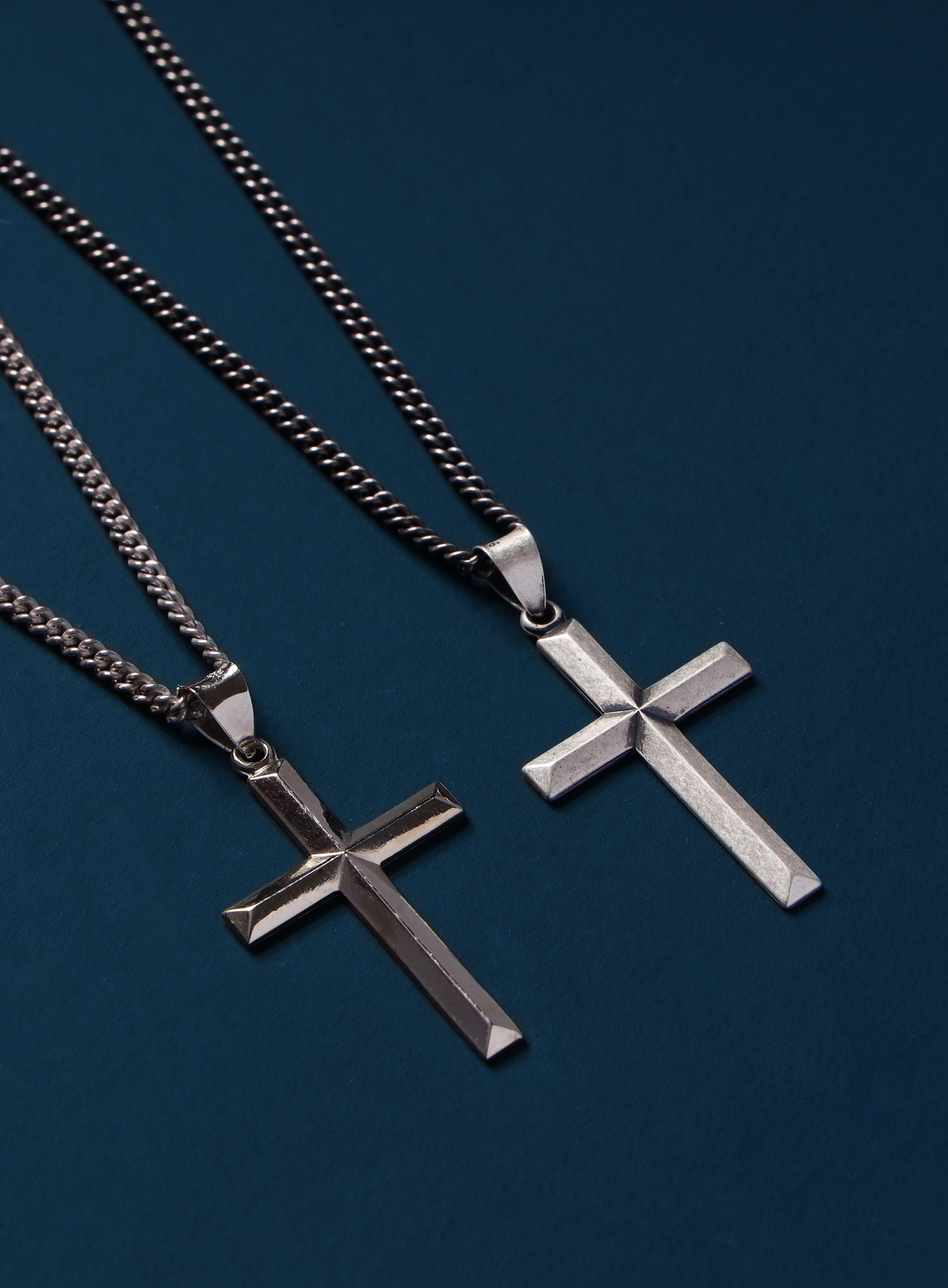 Large Sterling Silver Bevel Cross - Geometric, Sleek, Minimalist Cross ...