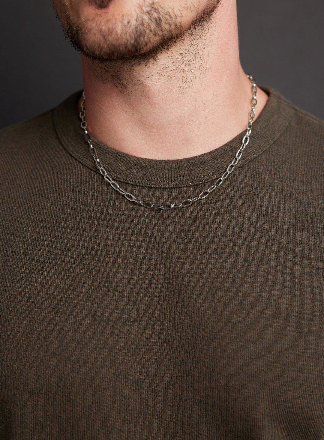 Waterproof Sweat-proof Silver Chain Necklace for Man - 5.5mm Thick 316L ...
