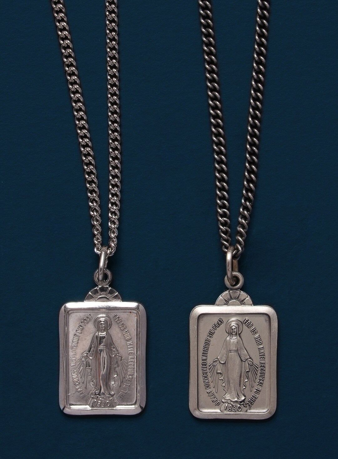 Miraculous Medal Rectangular Shape Pendant Necklace - Medal of Special ...