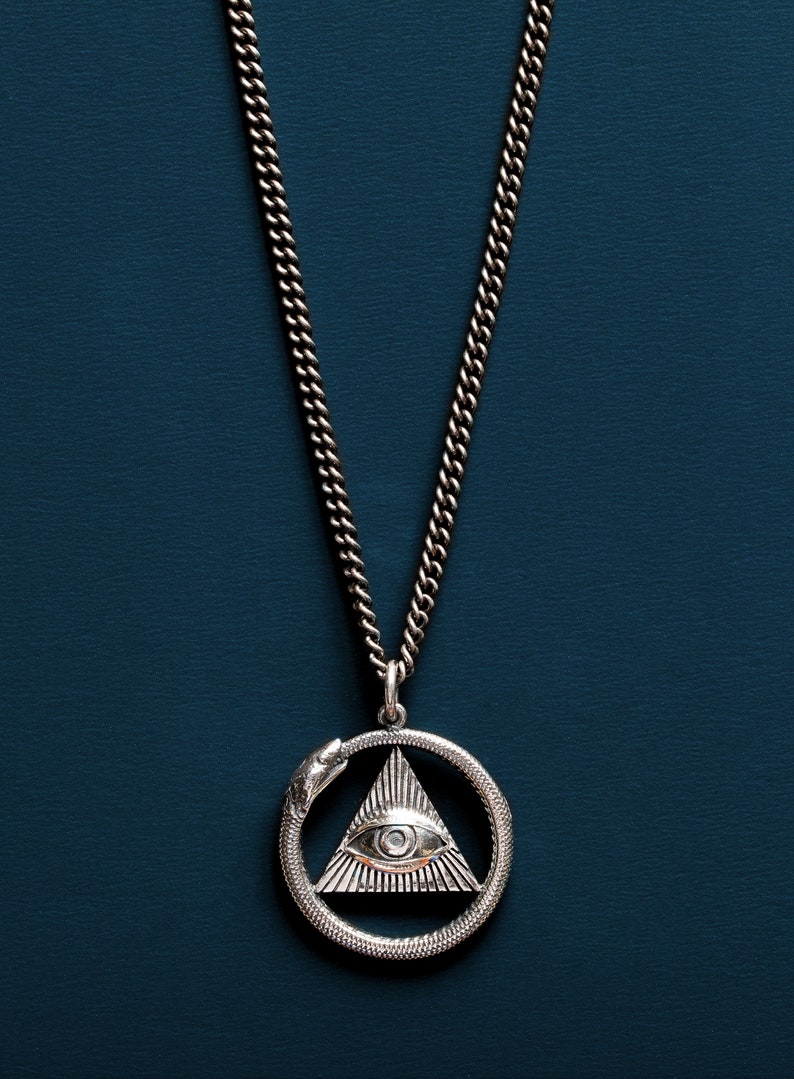 Men's Necklace - All Seeing Eye Pendant - Ouroboros Snake Pendant ...
