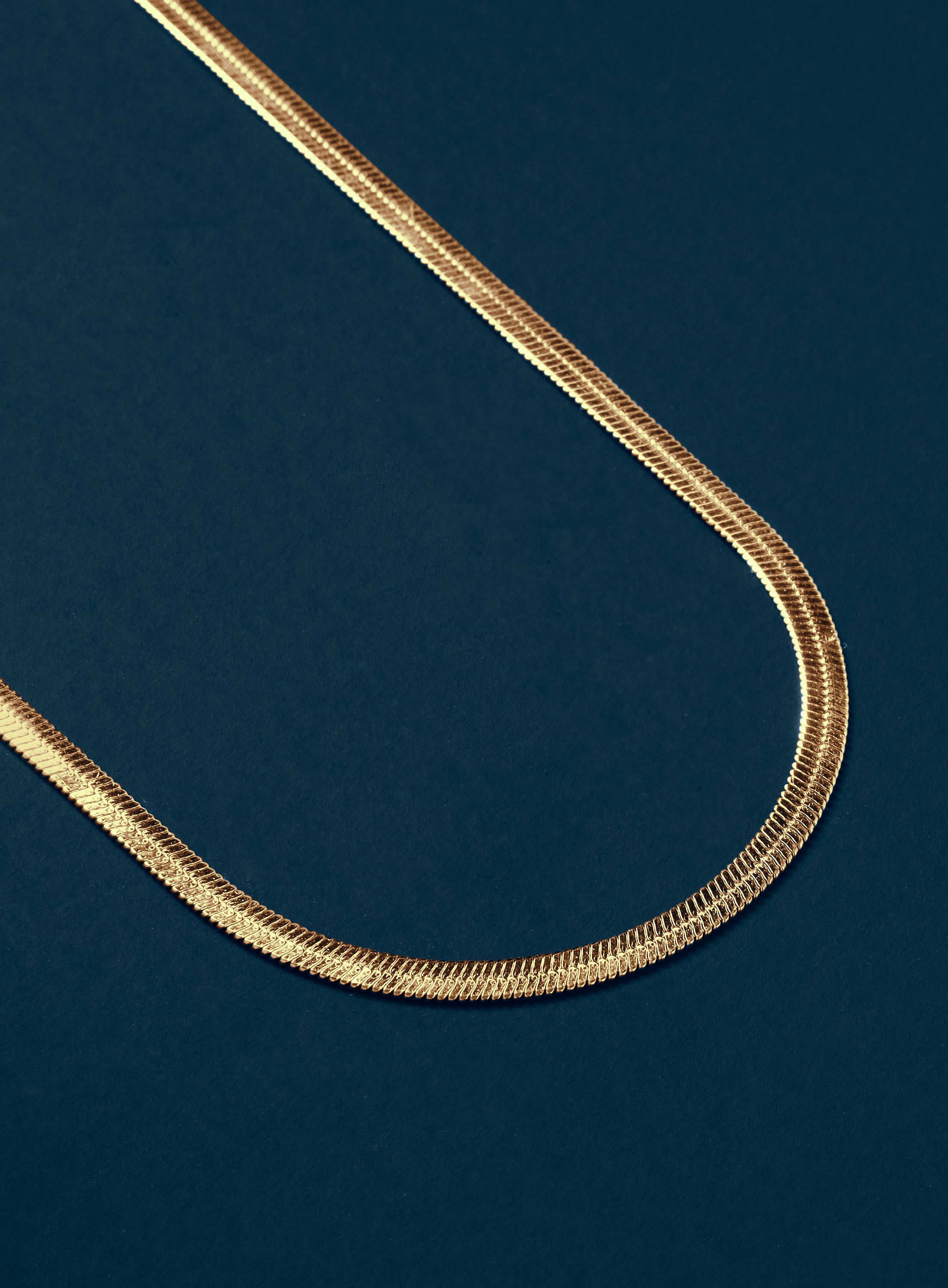Gold Men's Chain Necklace - 3mm Sleek Herringbone Snake Style Chain ...