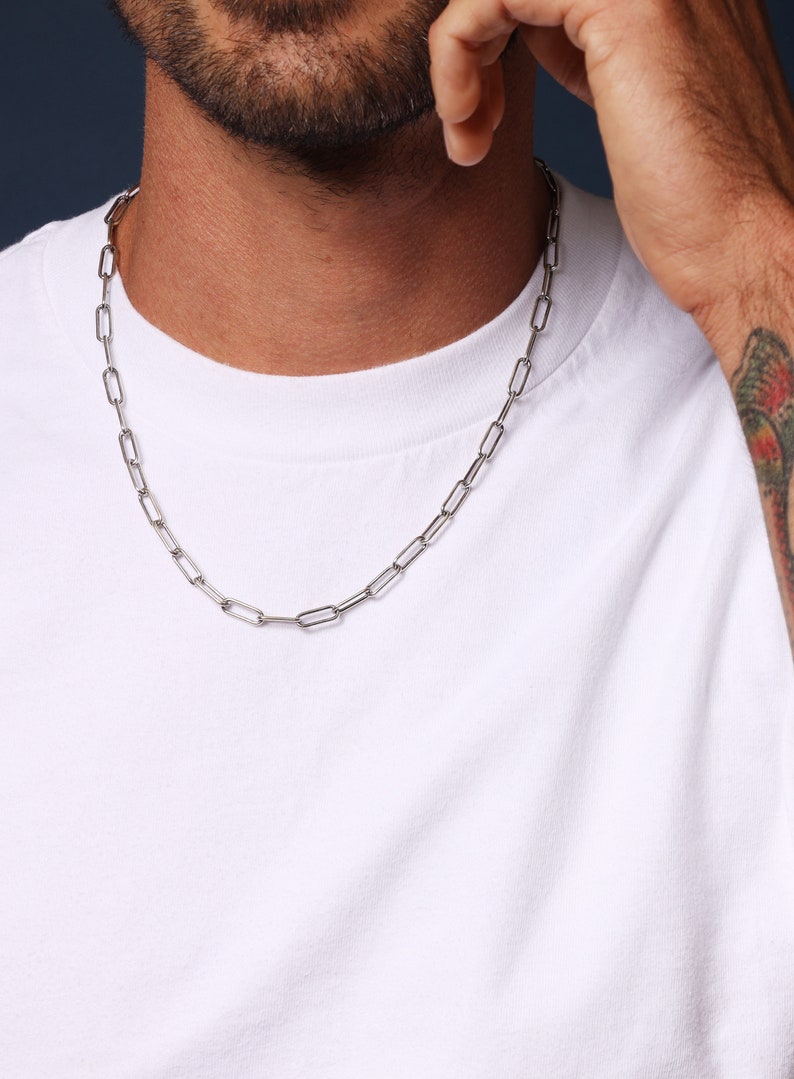 Men's Necklace Chains Large Cable Chain Link Oxidized - Etsy