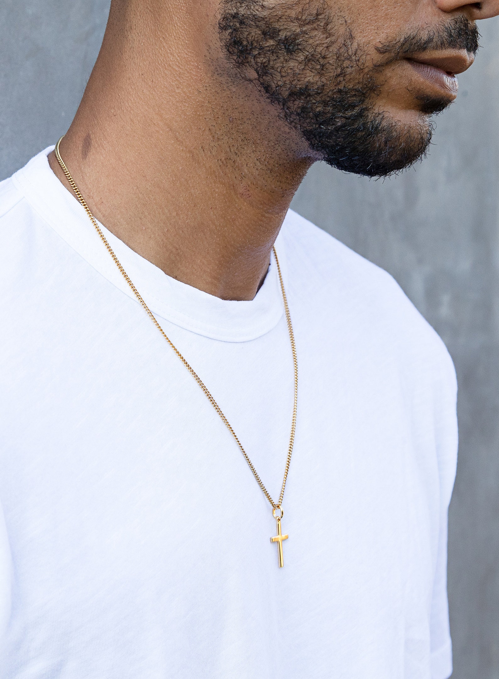 Men's Gold Cross Necklace - 14k Gold FILLED Curb Chain Necklace With ...