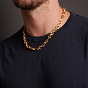 Men's Gold Chain Necklace - CHUNKY Thick Rope Style Chain Necklace for ...