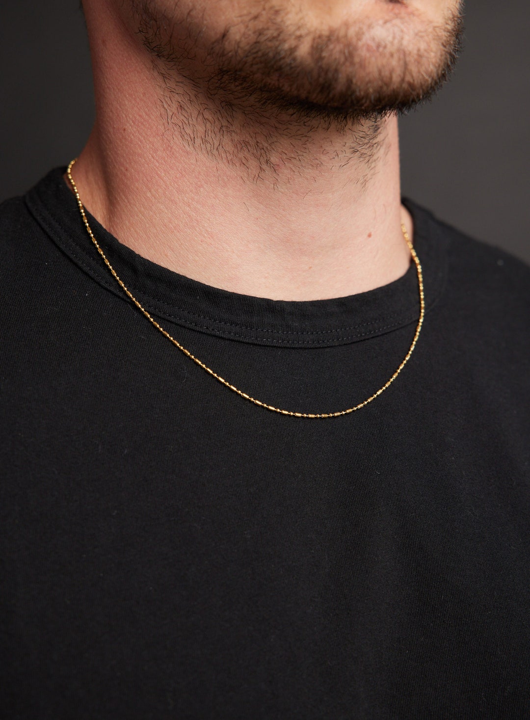 Gold Men's Chain Necklace - 14k Gold Plated 316L Stainless Steel 1 Mm ...