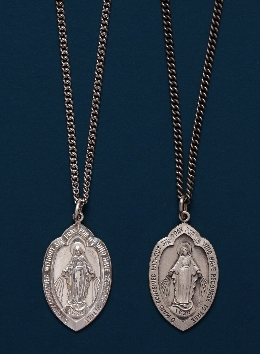 Miraculous Medal Shield Shape Pendant Necklace - Mary Miraculous Medal ...