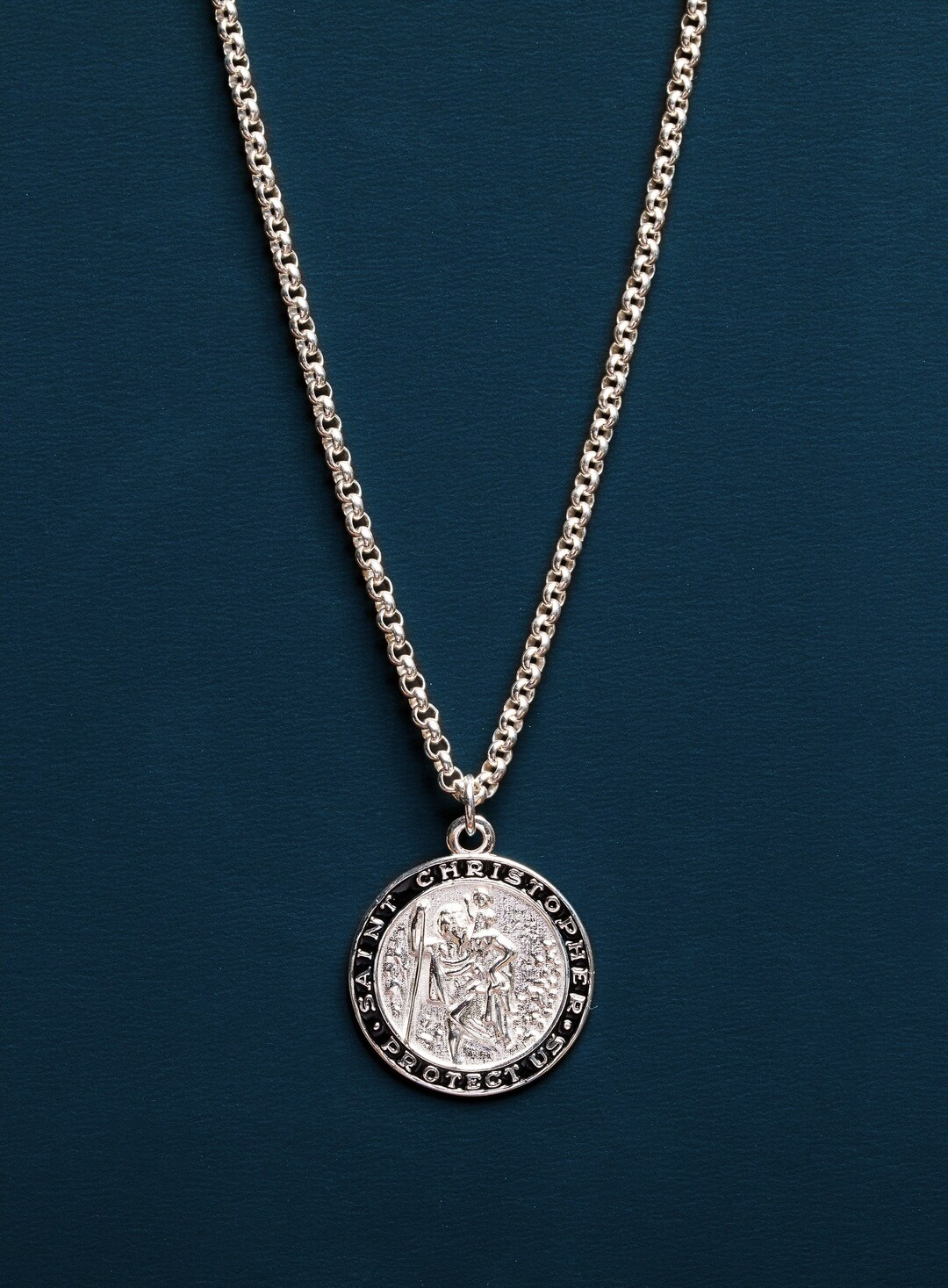 St christopher pendant silver mens store