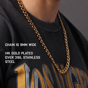 Thick Gold Chain - 9mm Curb Chain Necklace for Men - Gold Jewelry Gifts ...