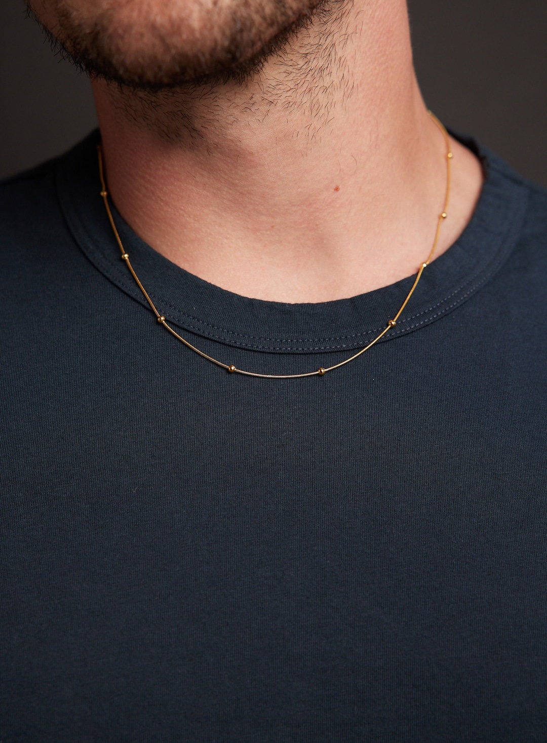 Mens Gold Chain Necklace - 14k Gold Plated 316L Silver Stainless Steel ...