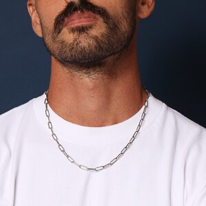 Men's Necklace Chains - Large Cable Chain Link - Oxidized 92 Sterling ...