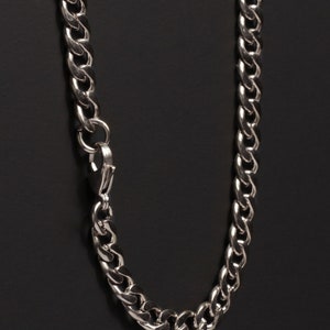 Waterproof 7mm Silver Chain Necklace for Men / Curb Stainless Steel ...