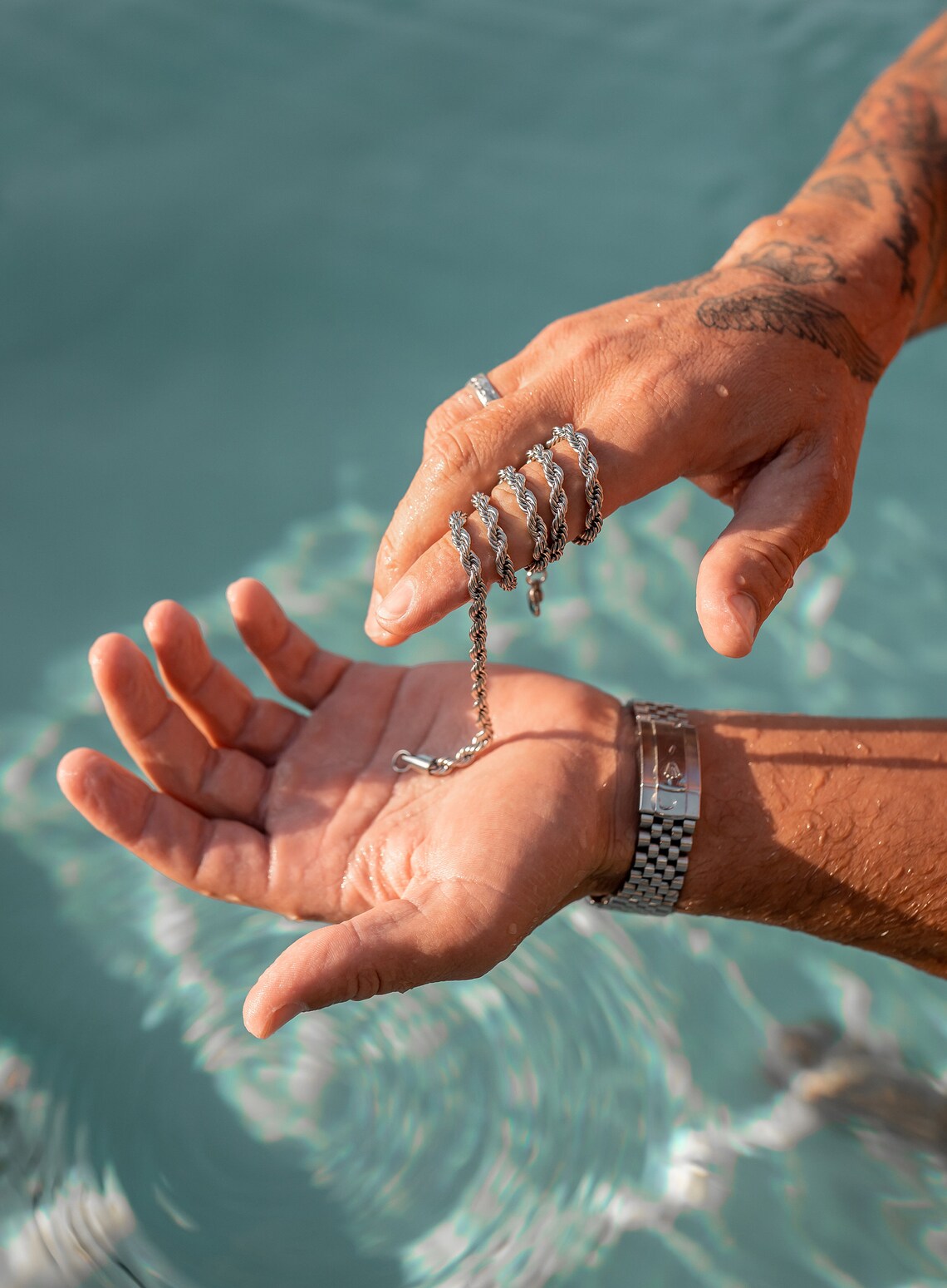 Waterproof Silver Rope style chain necklace for men | Etsy
