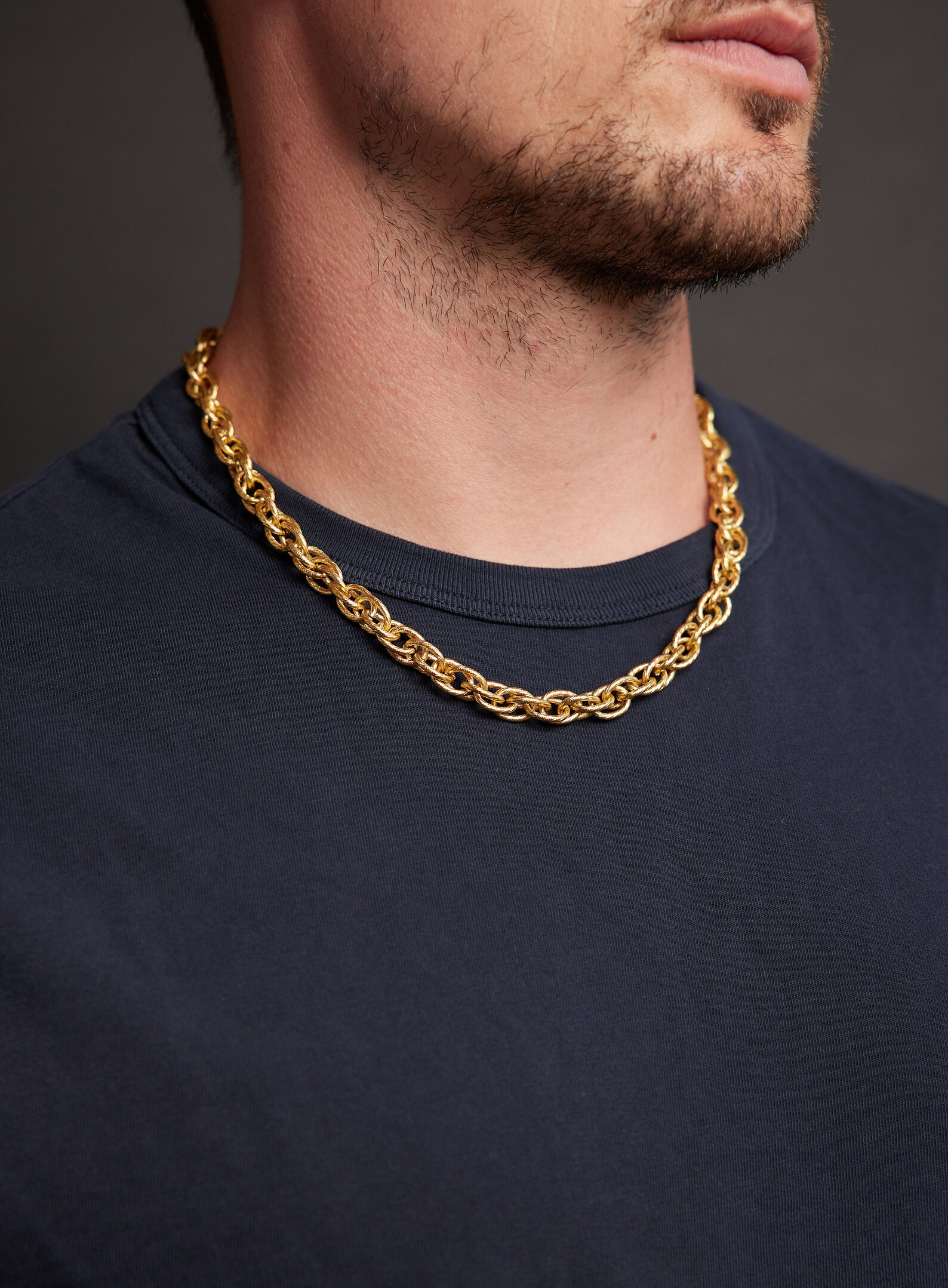 Men's Gold Chain Necklace - CHUNKY Thick Rope Style Chain Necklace for ...