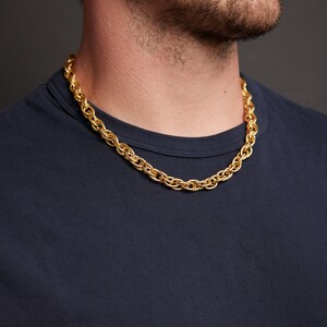 Men's Gold Chain Necklace - CHUNKY Thick Rope Style Chain Necklace for ...