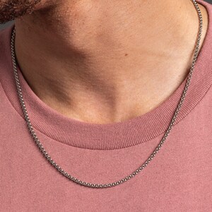 Waterproof Stainless Steel Men's Necklace 2mm Rolo Link Style Chain for ...