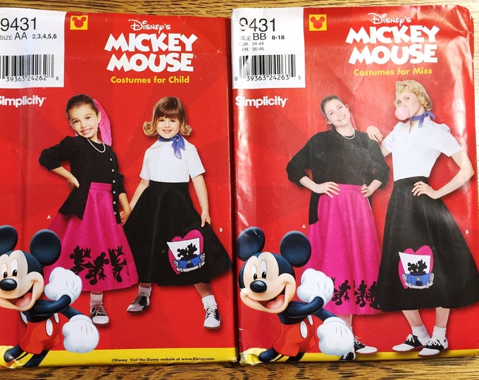 Mickey Mouse 1950s Circular Poodle Skirt - Misses or Kids Sizes - UNCUT ...