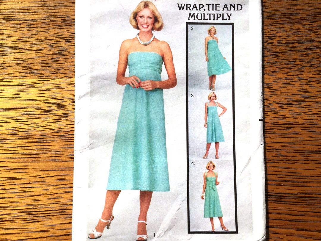 EASY 1970s Summer Sundress, Flared Wrap and Tie Top - One Size - UNCUT ...