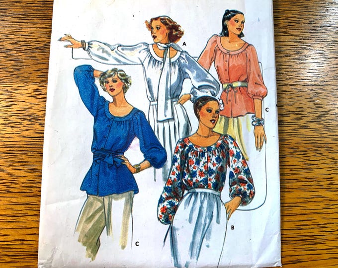BOHO 70s Peasant Blouse, Feminine Raglan Top With Scoop Neckline - Size ...
