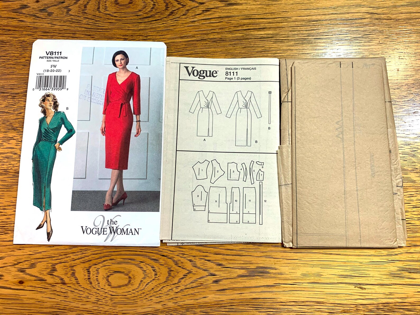 Y2K Minimalist Wrap Dress With Tapered Skirt, Fall Office Wear - PLUS ...