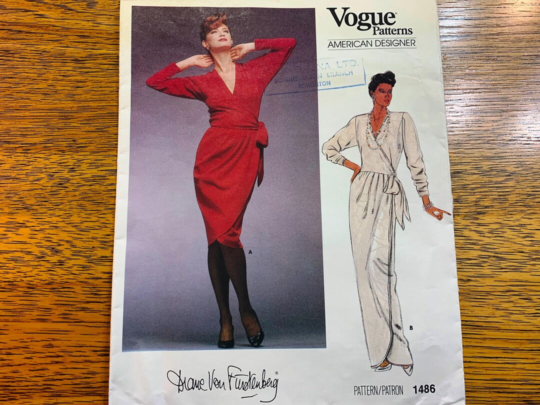 DESIGNER Diane Von Furstenberg 80s Blouson Dress With Wrap Front Size ...