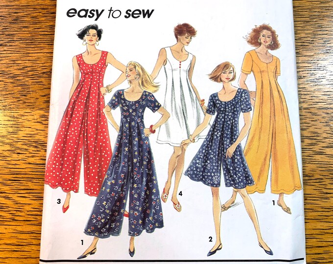 BOHO 1990s Wide Legged Jumpsuit, Easy to Sew Summer Romper - Size (6 ...