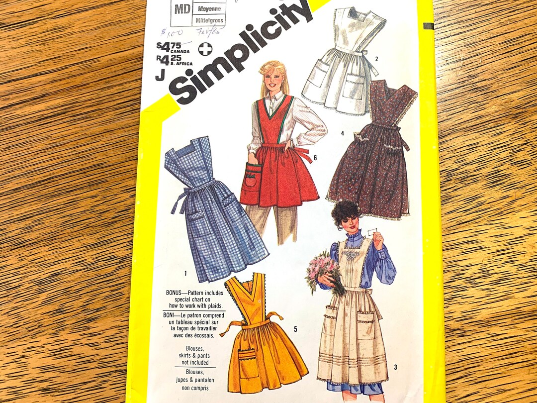 1980s Pinafore Style Apron, Bibbed Cottagecore Smock - Size Medium (14 ...