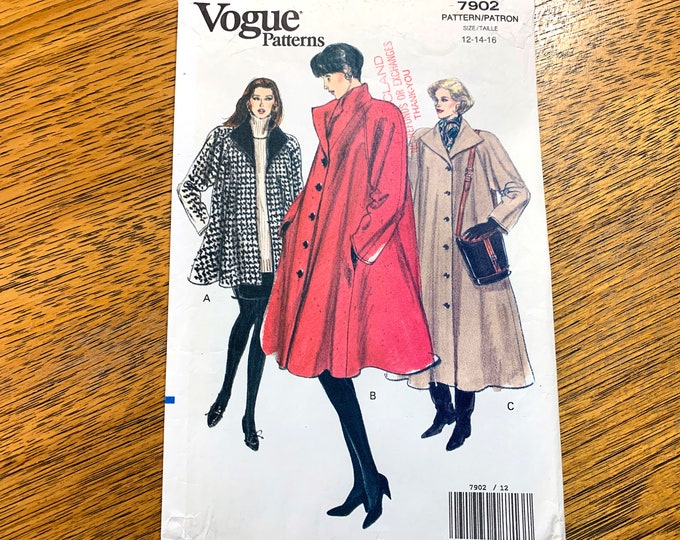 MODERNIST Swing Coat With Wing Collar - Size (12 - 14 - 16) - UNCUT Ff ...