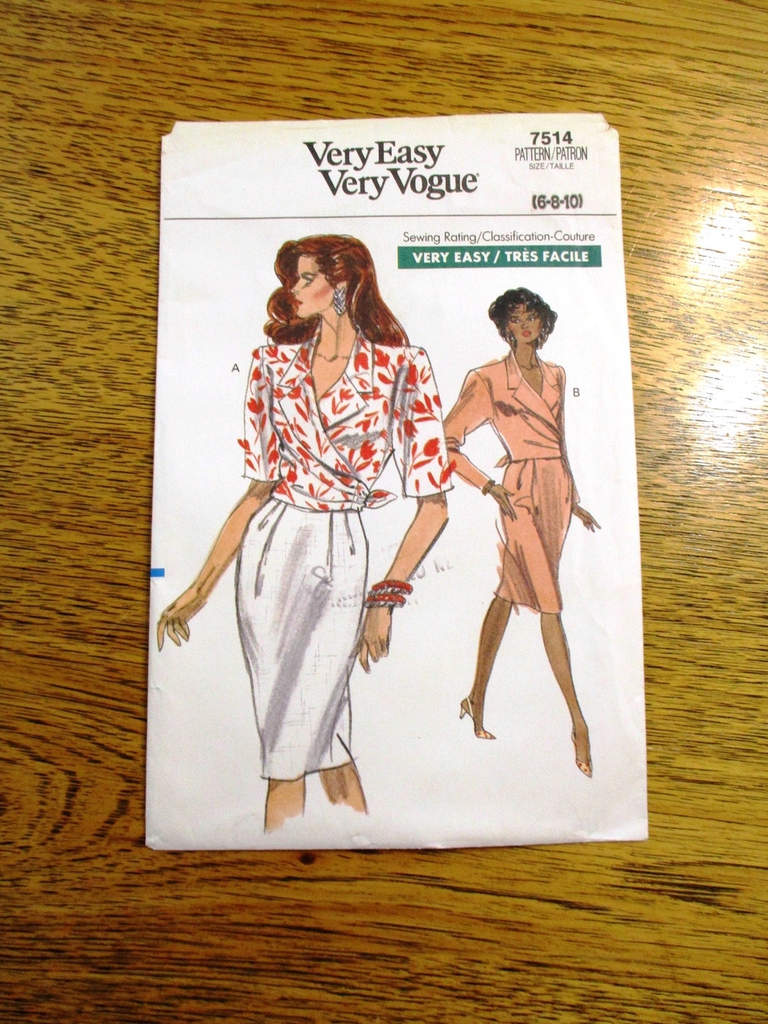 Vintage 1980s Big Shoulder Wrap Blouse & Tapered Skirt Size 6 8 10 ...