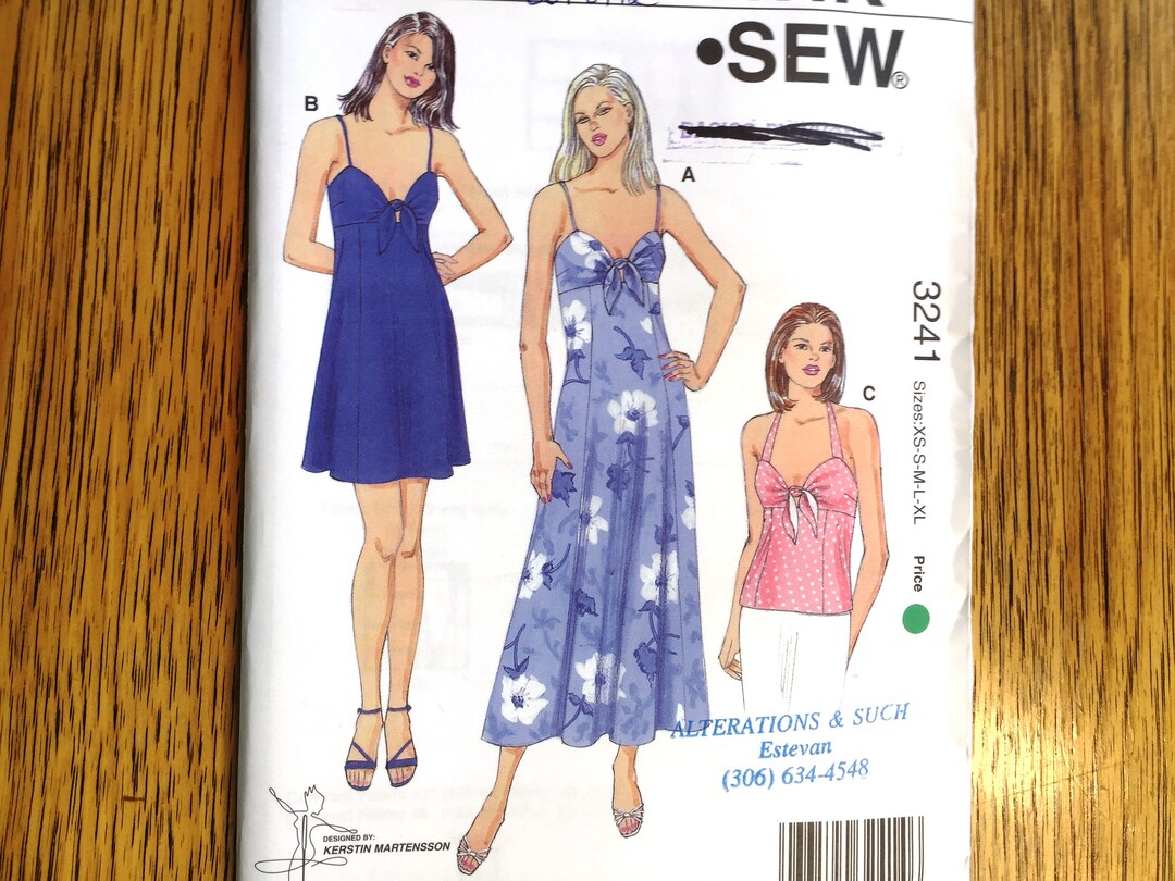 DIY Empire Sundress With Front Ties, Halter Tank Top Size xs Xl UNCUT ...