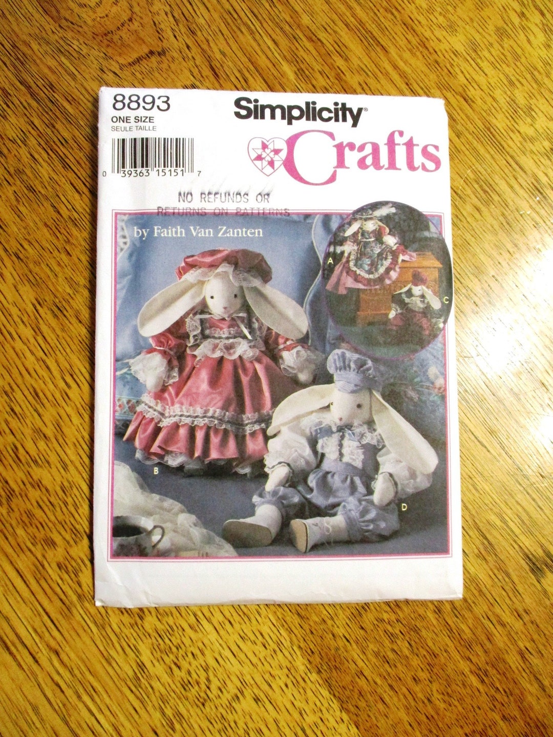 18 Victorian Rabbit Folk Doll With Ruffled Clothing EASTER Bunny Boy ...