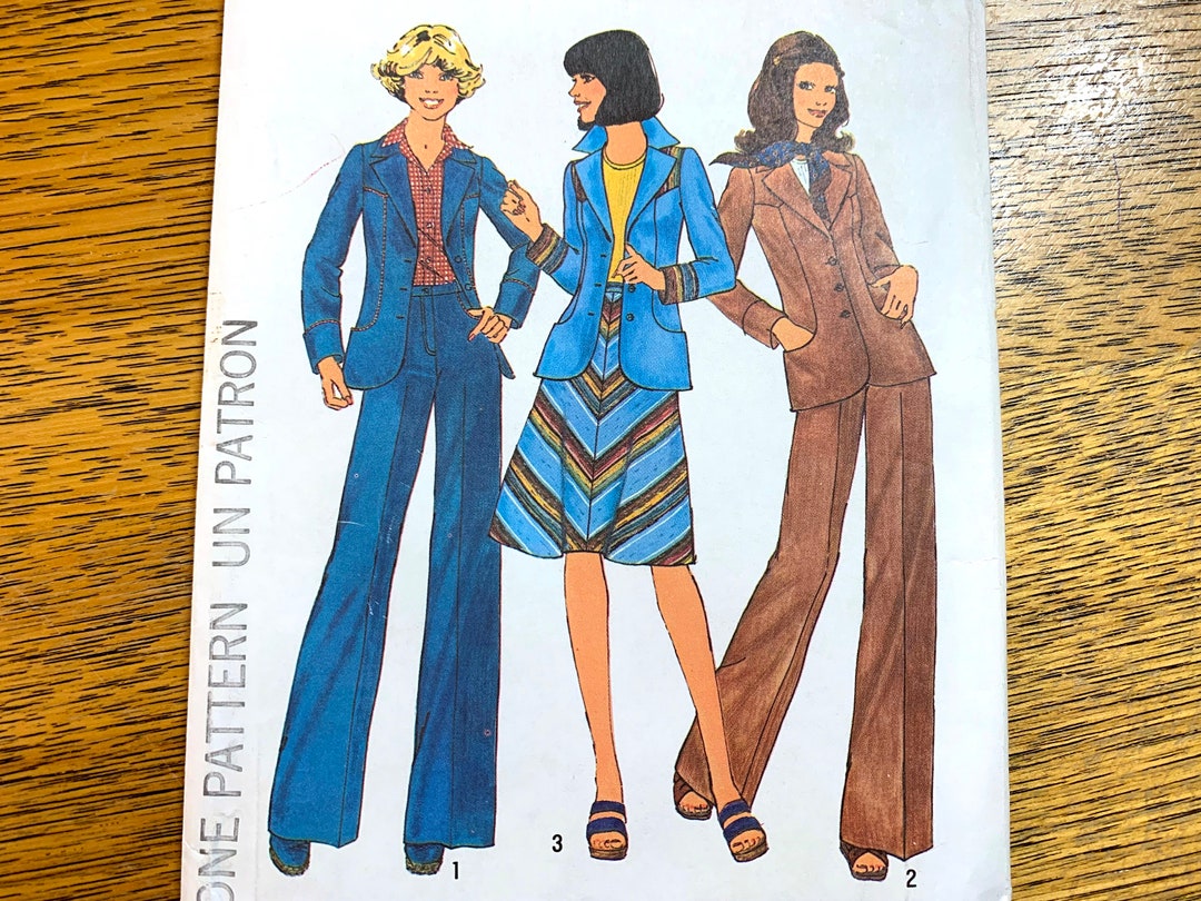 Vintage 70s Blazer, Bias Cut Skirt & Wide Leg Pants - Size 14 (bust 36 ...