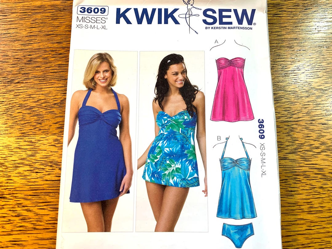 DIY One Piece Halter Swimsuit, Empire Line Strapless Beach Dress - Size ...