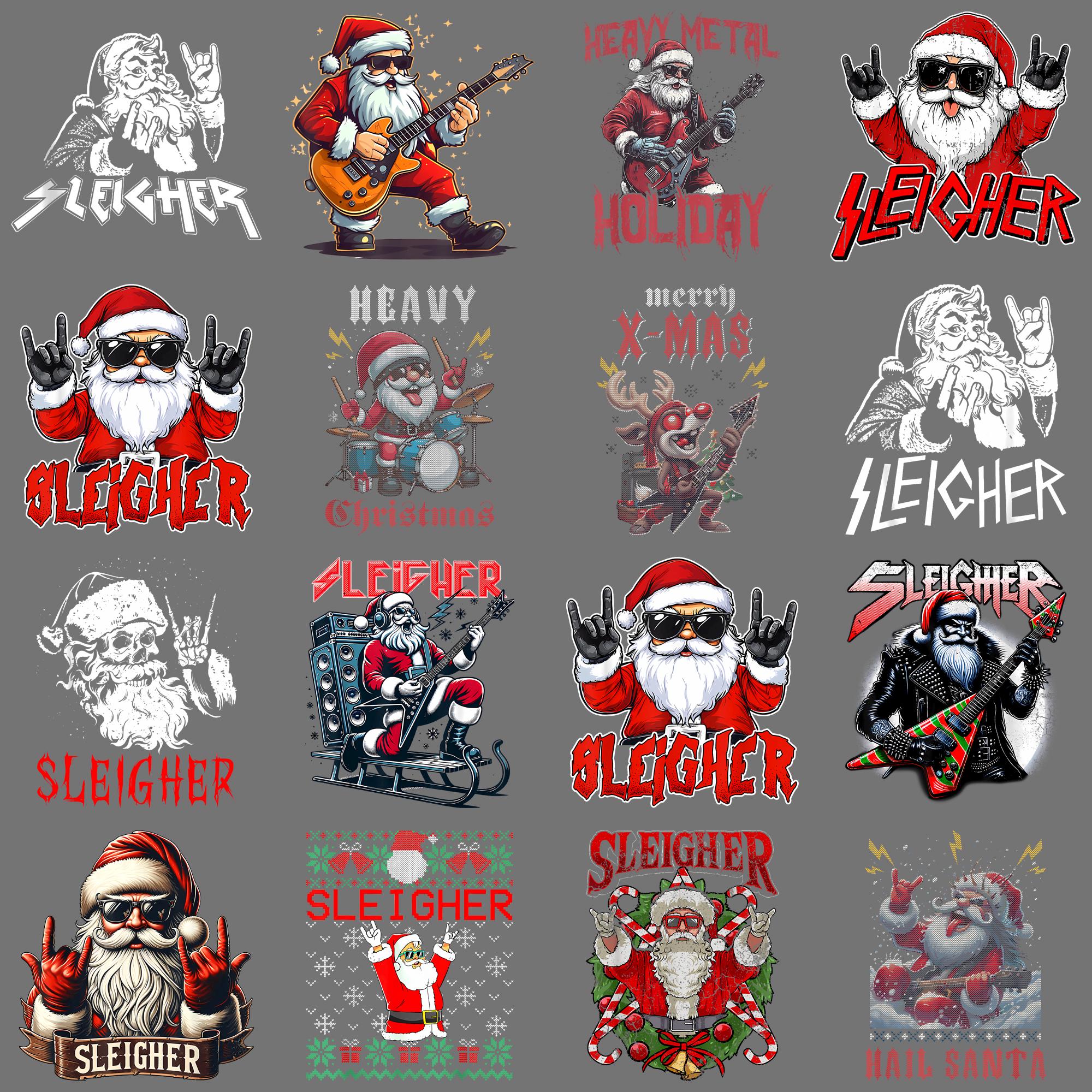 Cool Sleigher PNG – Funny Heavy Metal Santa Christmas Holiday Humor ...