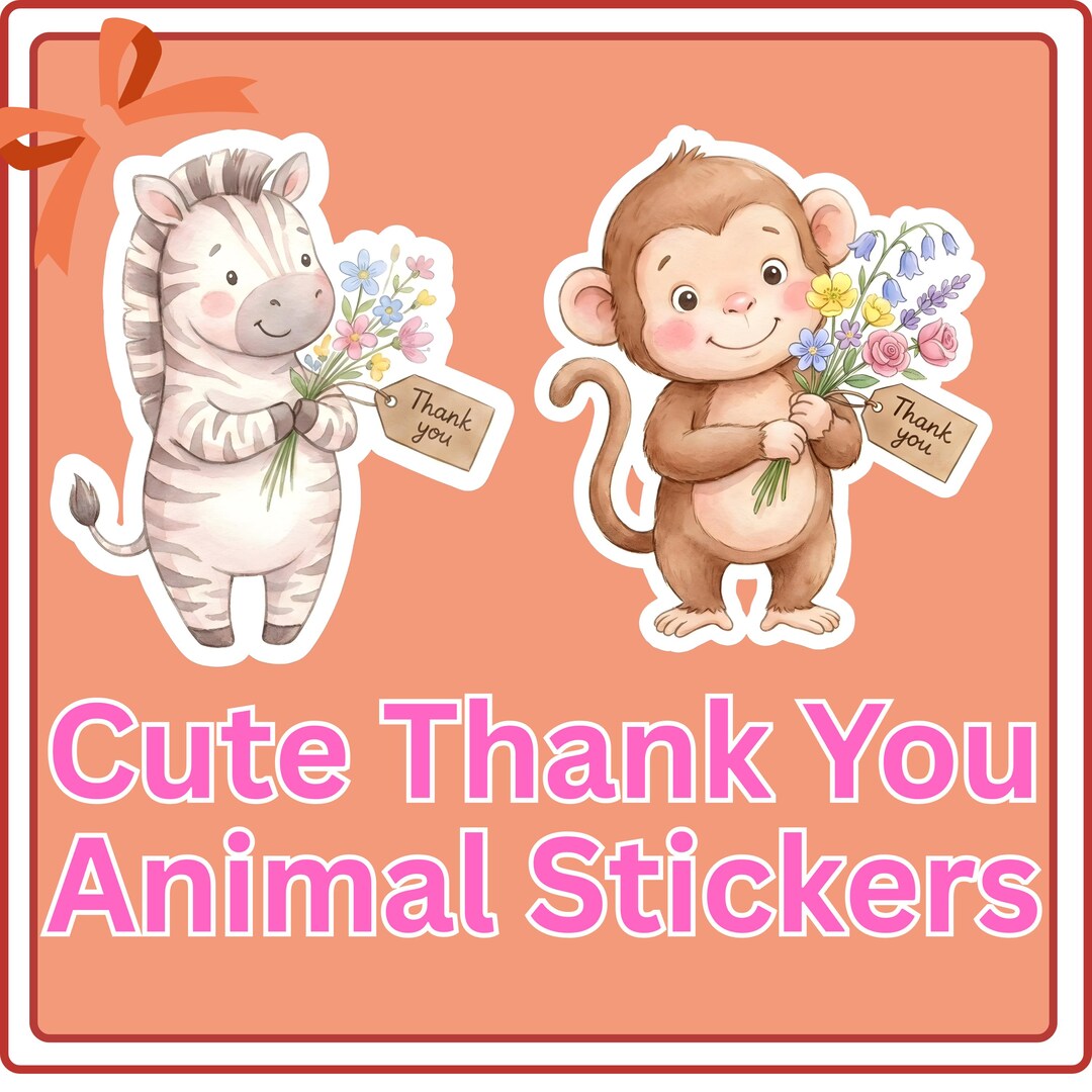 Stickers animaux Merci aquarelle, clipart enseignant (PNG) - Etsy France