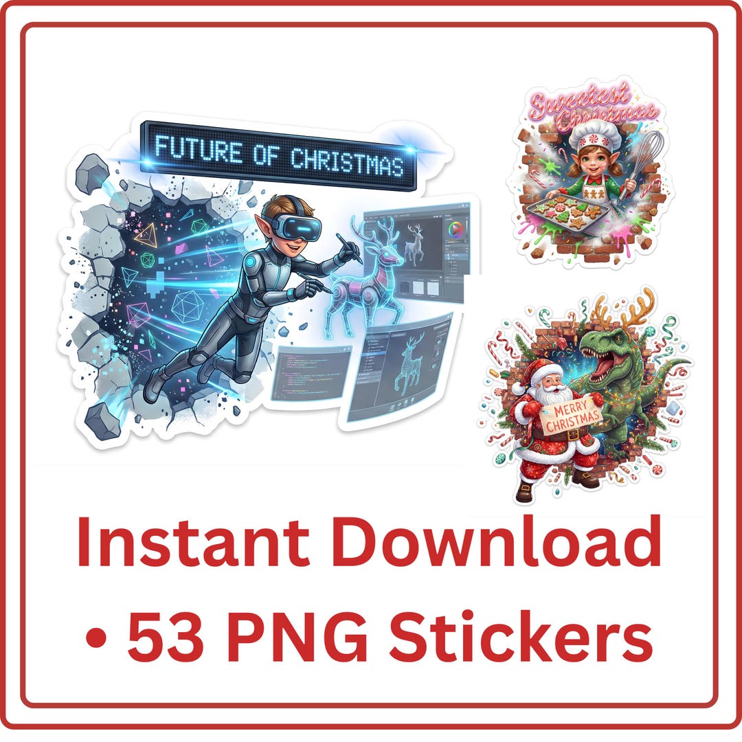 Christmas Sticker Clipart Bundle, 53 PNG Designs, 4000×4000 300 DPI - Etsy