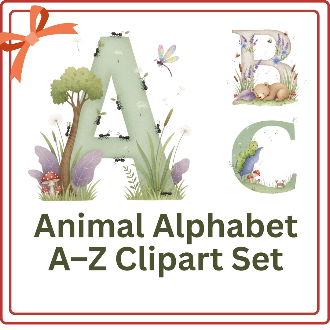 Animal Alphabet A–Z Clipart Bundle | High-res PNG, Cute Animal Letters ...