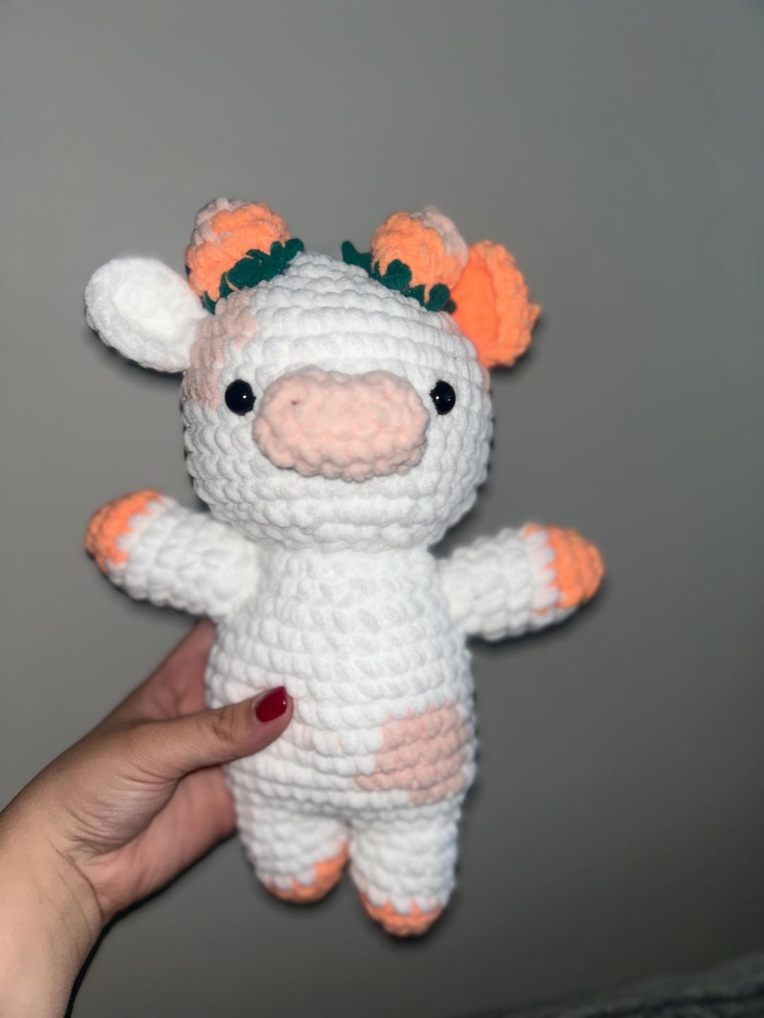 Peach Cow Plushie • Handmade Crochet Cow • Kawaii Amigurumi Cow • Peach ...