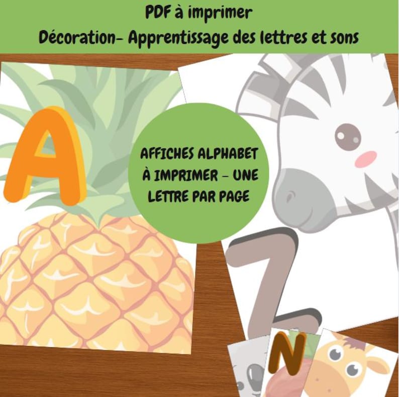 Affiches Alphabet à Imprimer – Une Lettre Par Page | PDF Éducatif ...