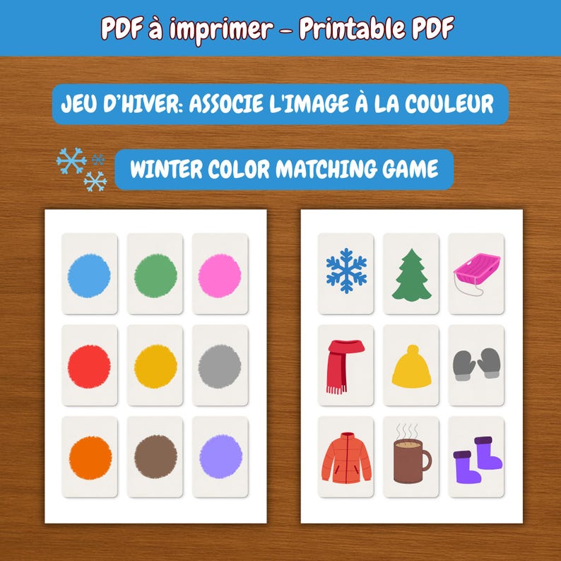 Winter Color Matching Game – Printable Kids Activity • 9 Winter Picture ...