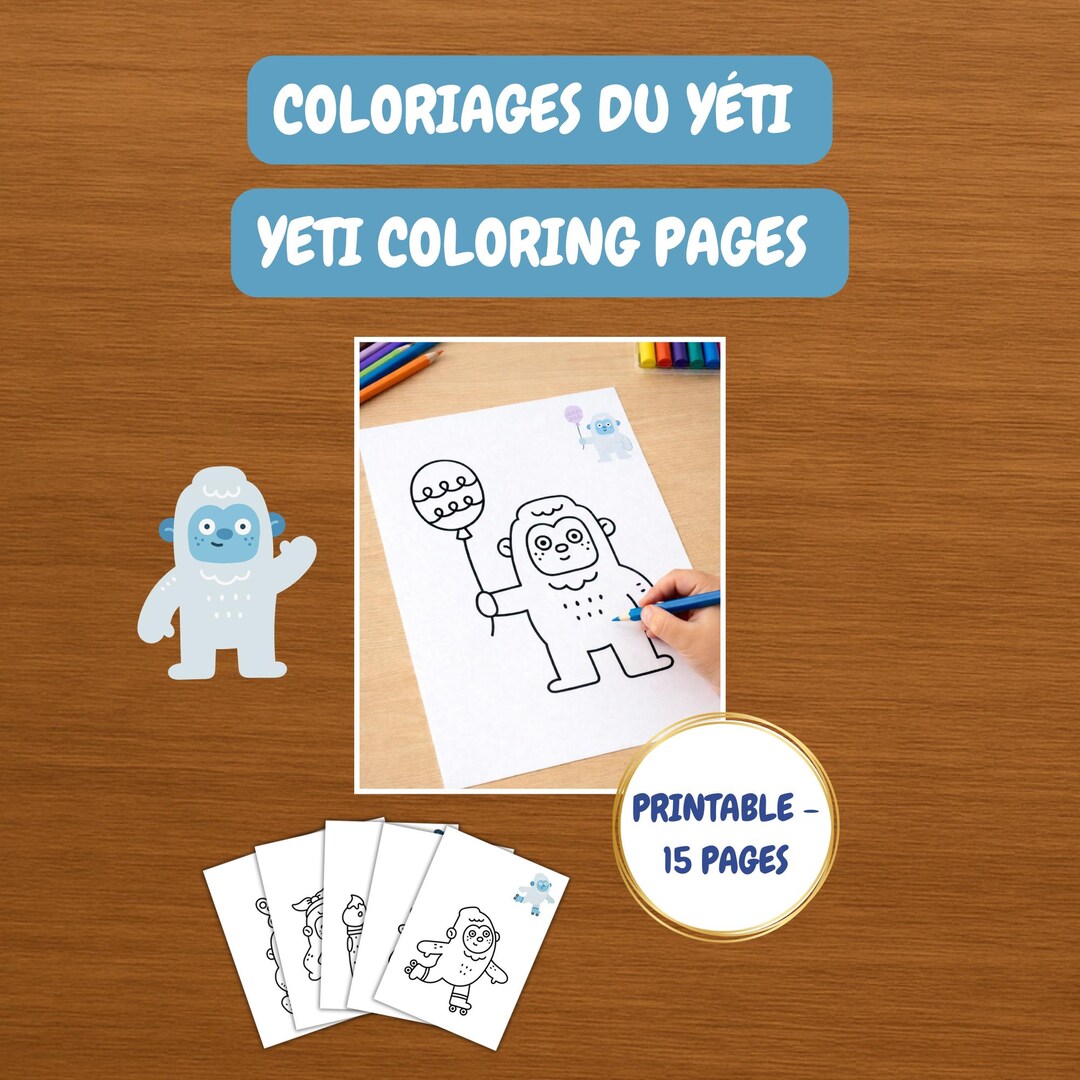 Printable Yeti Coloring Pages – 15 Sheets – Kids Winter Activity PDF ...