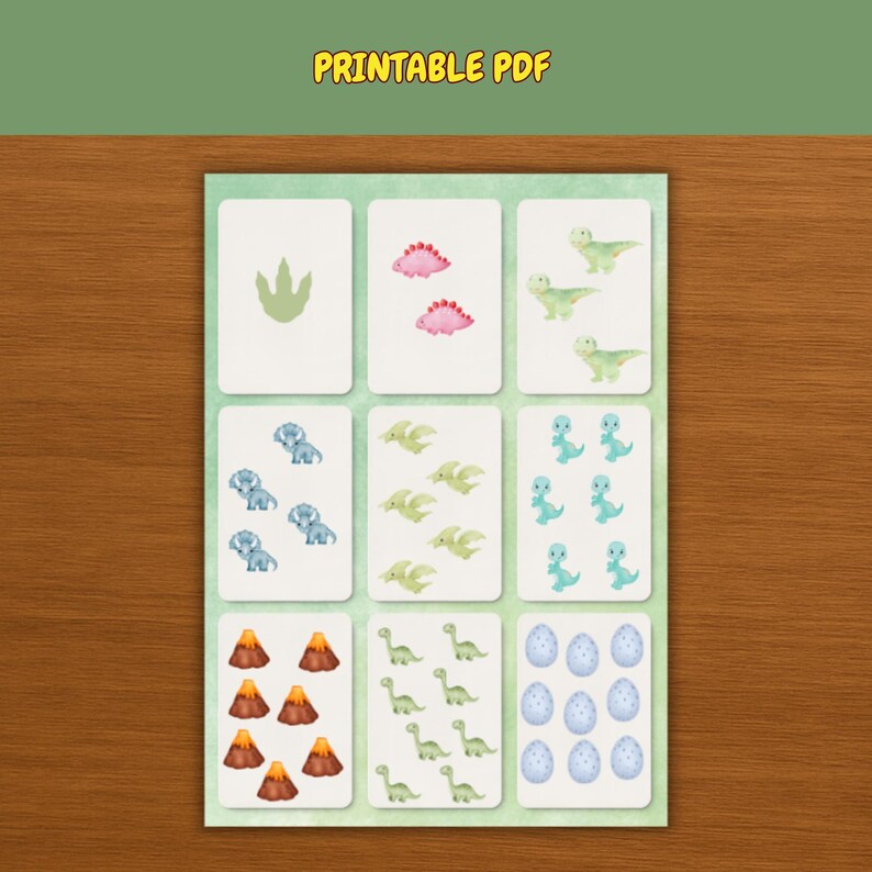 Dinosaur Number Matching Game Printable | Learn Numbers 1–9 | Preschool ...