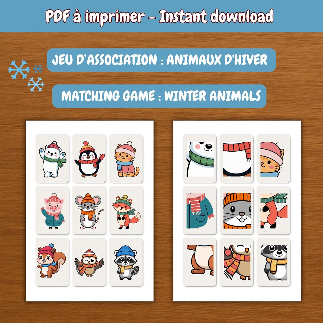 Winter Animals Matching Game Printable – Observation Game for Kids ...