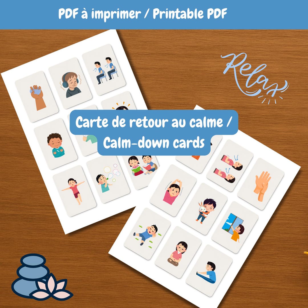 Calm Down Cards for Kids – Printable PDF| Autism ADHD Sensory Tool ...