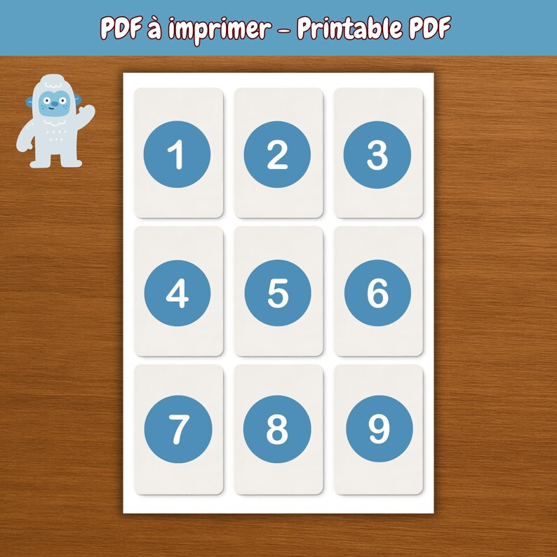 Yeti Matching Game PDF · Number Cards 0–9 · Fun Printable Activity ...