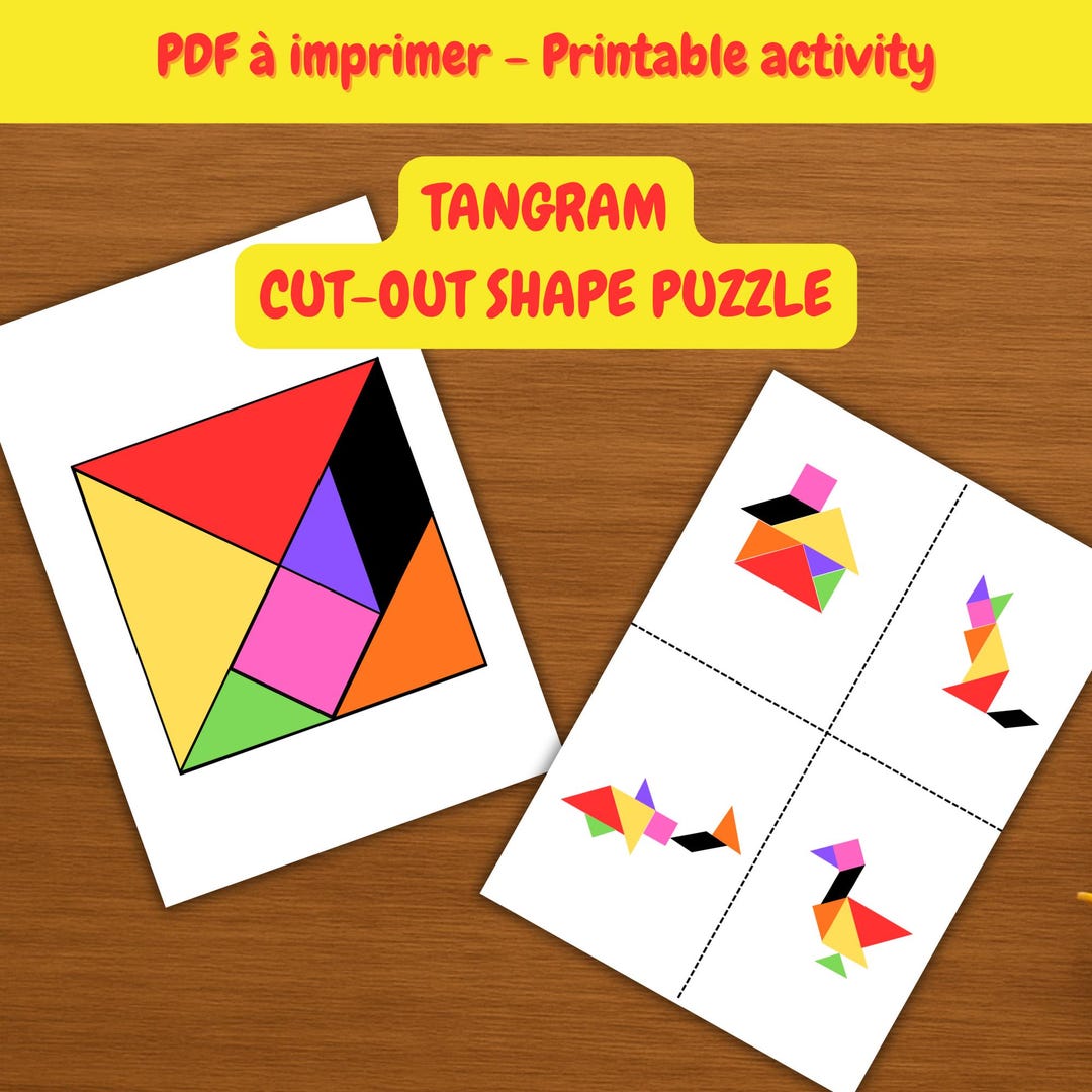 Printable Tangram PDF – Educational Kids Activity – Cut-out Pieces + 4 ...