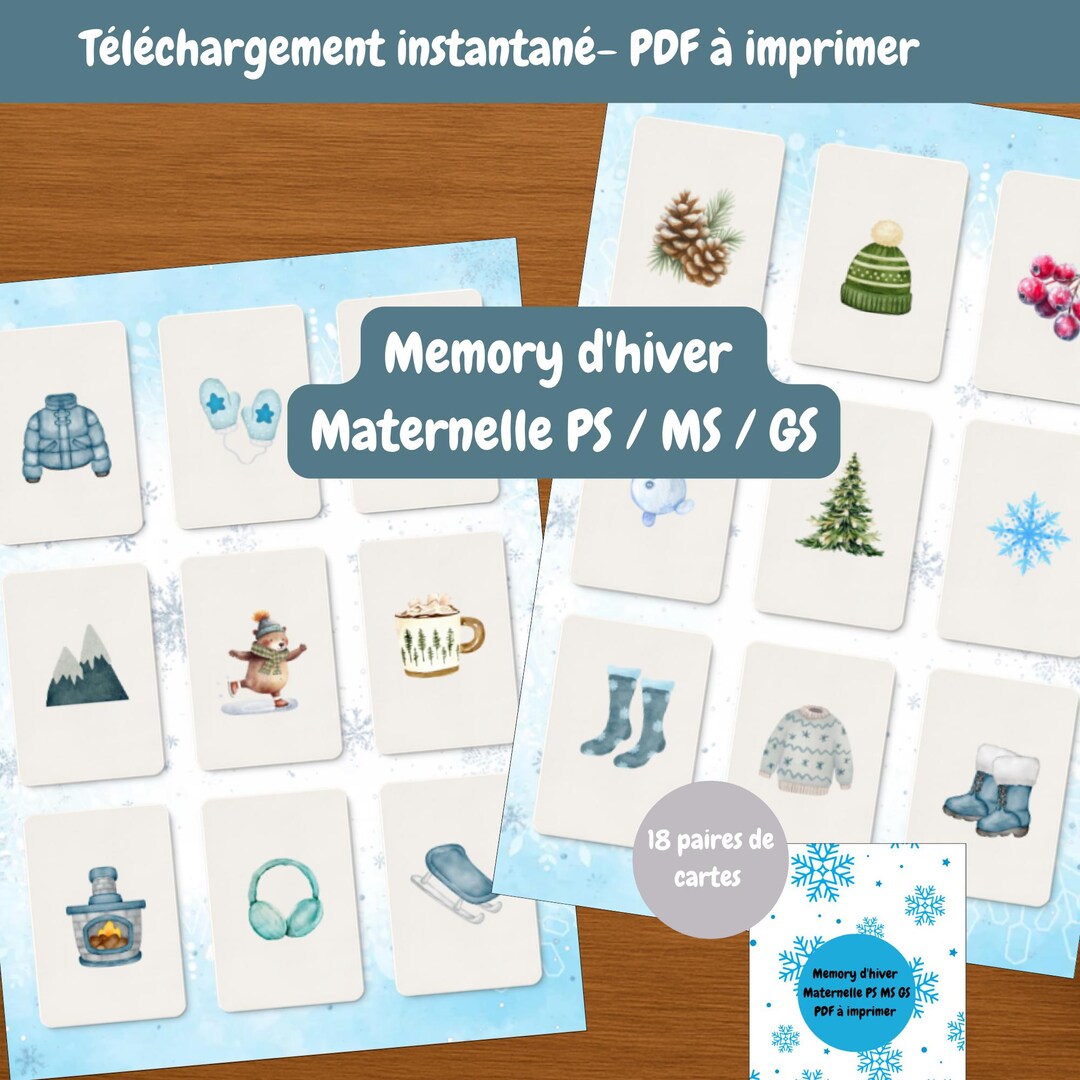 Winter Memory Game Printable for Kids • Toddler and Preschool Matching ...