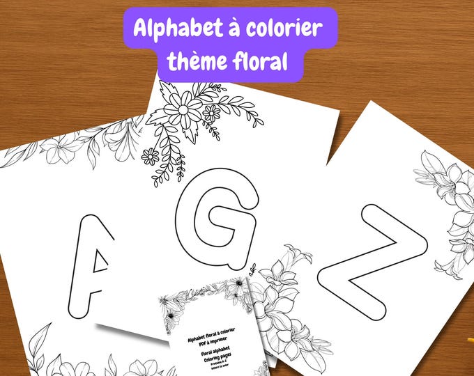 Alphabet Flower Coloring Pages - Etsy Canada