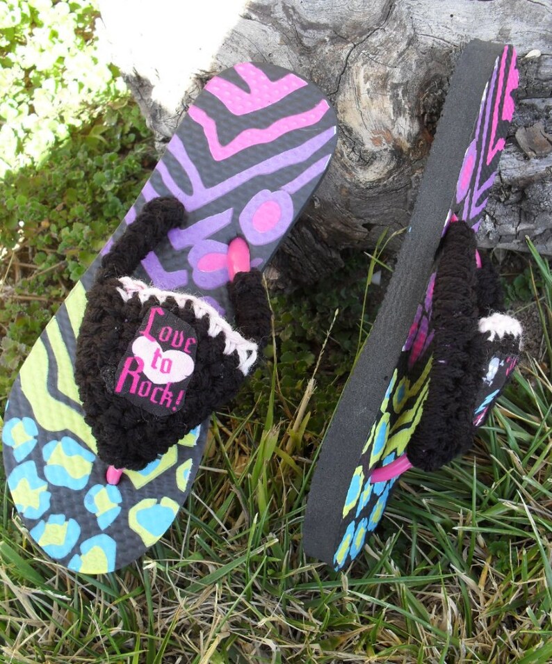 Colorful Rock Flip Flop Sandals: Crochet Love to Rock Bold Multi-color ...